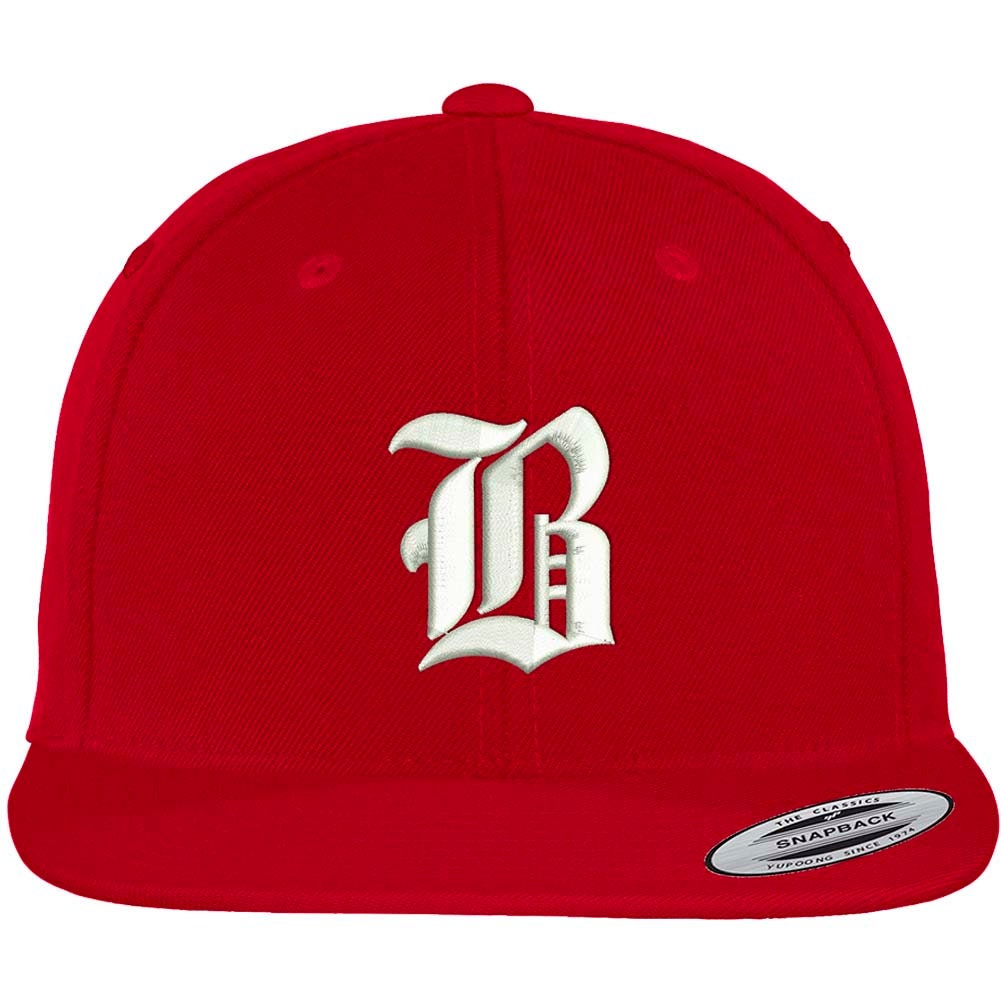Stitchfy Old English B Embroidered Flat Bill Snapback Cap (SF-TXT002 ...
