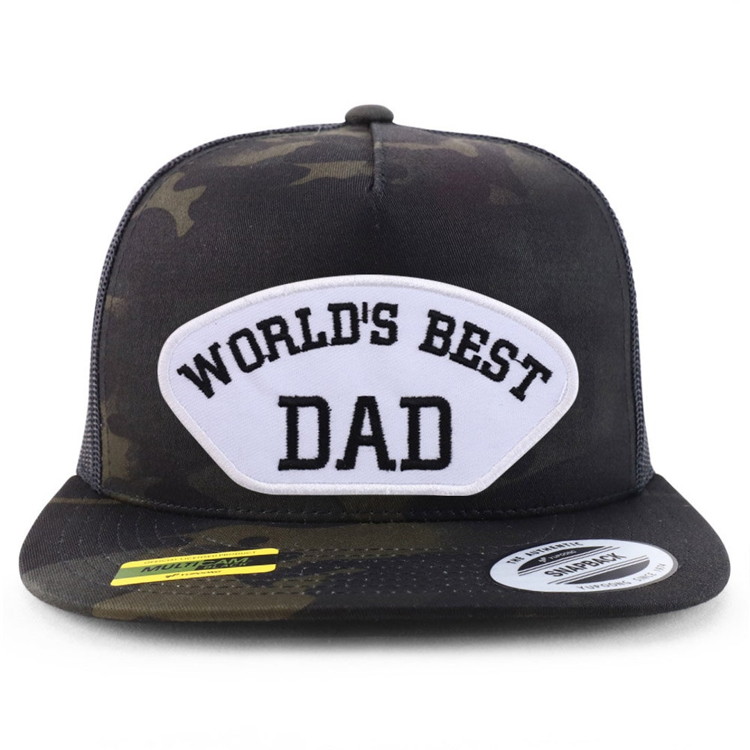 Stitchfy World's Best Dad Patch 5 Panel Flat Bill Trucker Mesh Baseball ...