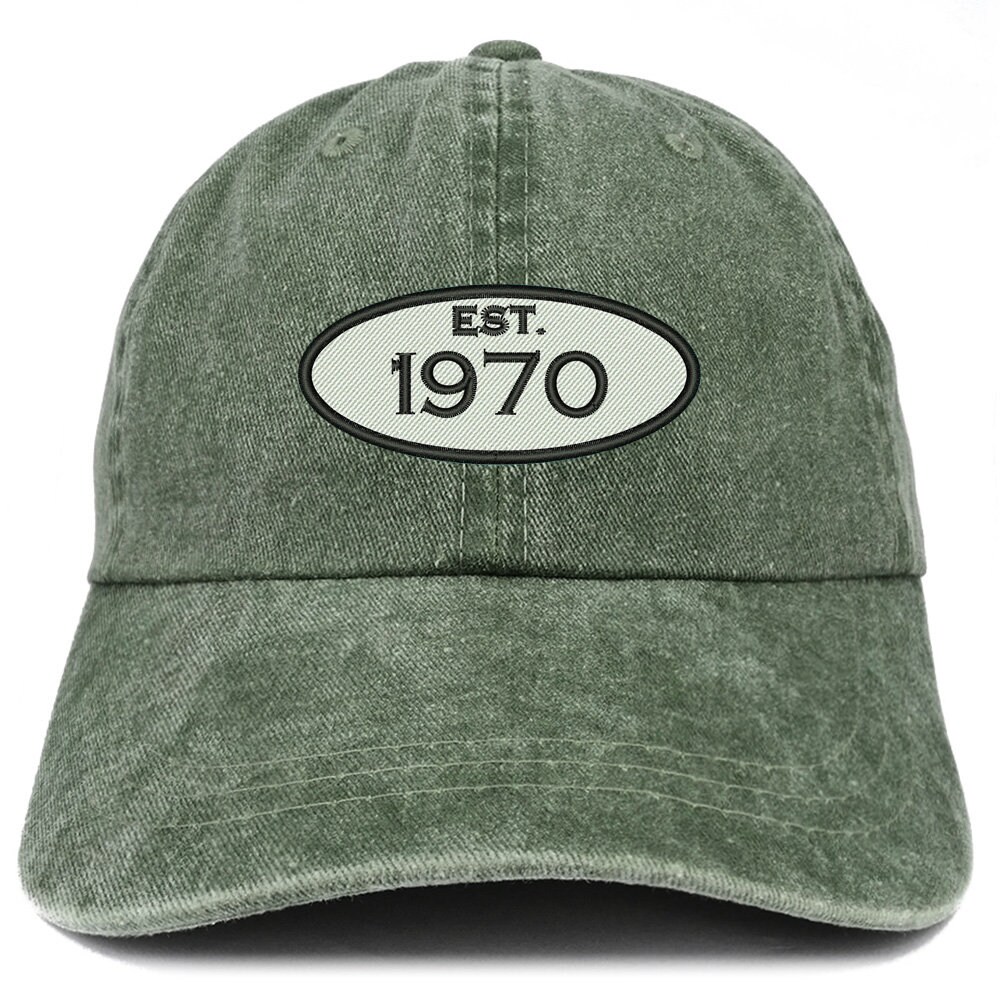 Stitchfy Established 1970 Birthday Embroidered Pigment Dyed Washed ...