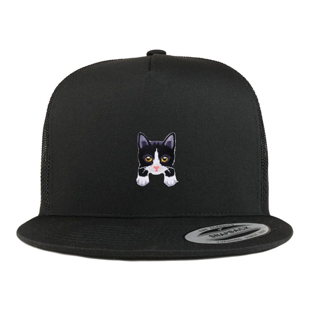 Stitchfy Tuxedo Cat Kitten Patch 5 Panel Flatbill Trucker Cap (SF ...