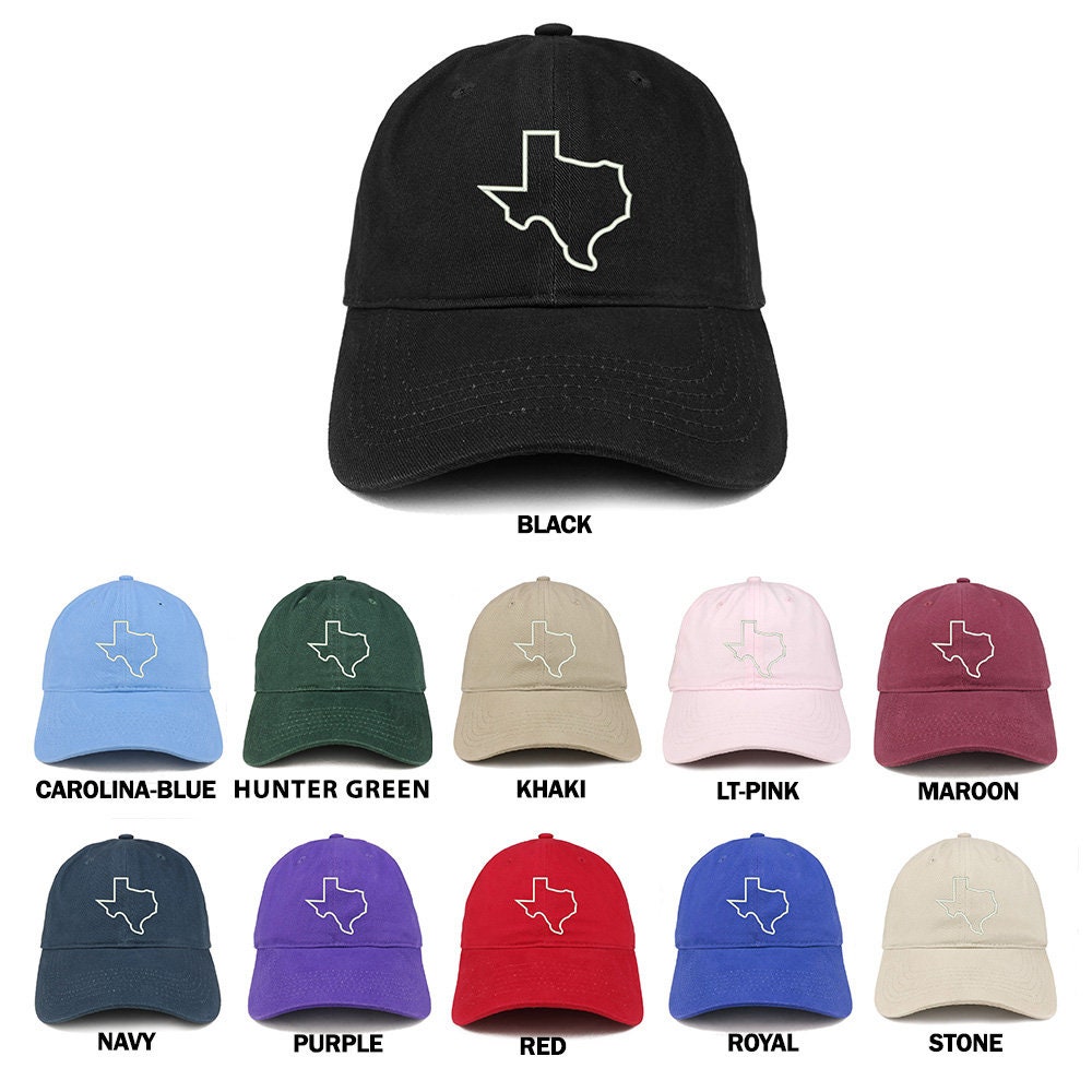 Stitchfy Texas State Outline Embroidered Brushed Cotton Dad | Etsy