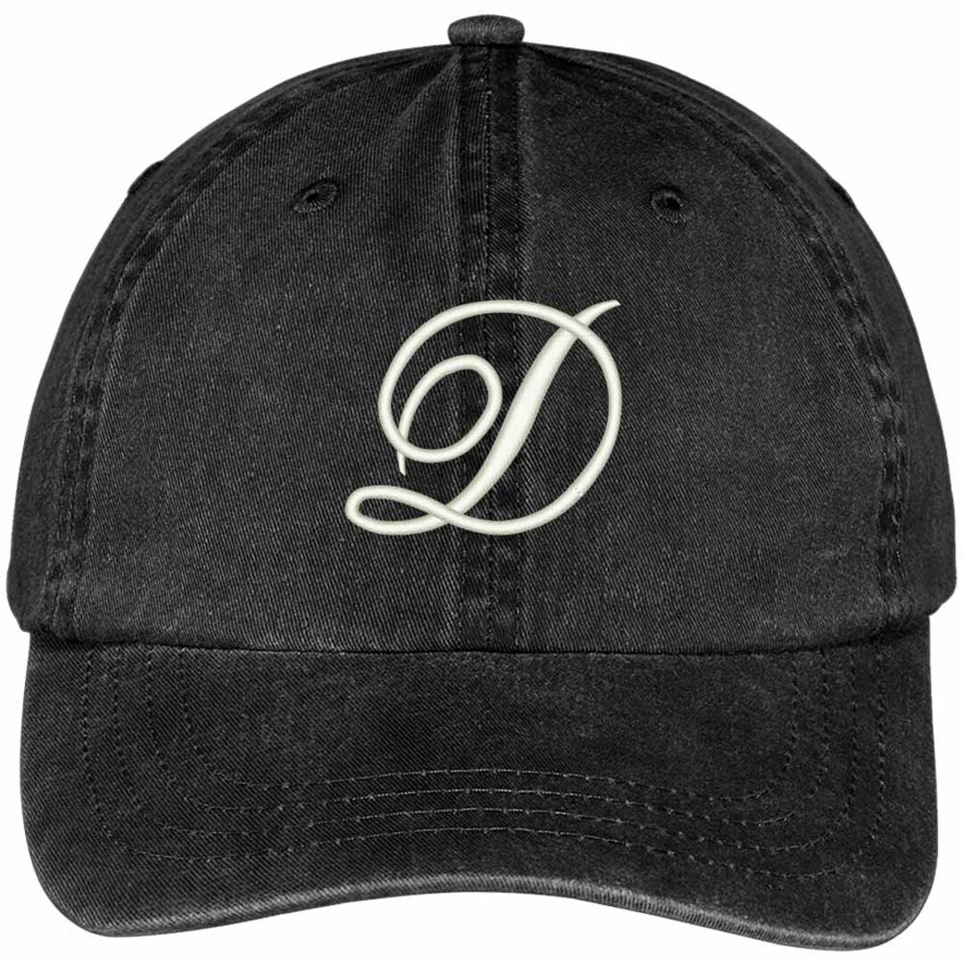 Stitchfy Letter D Script Monogram Font Embroidered Washed Cotton Cap - Etsy