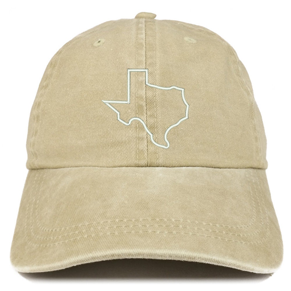Stitchfy Texas State Outline Embroidered Washed Cotton Adjustable Cap ...