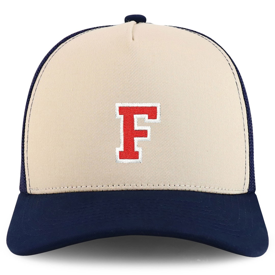 Stitchfy Letter F Varsity Font 5 Panel Structured Trucker Cap (SF ...