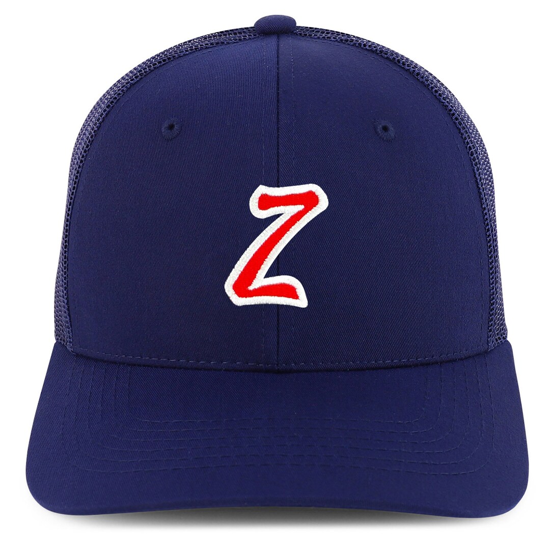 Stitchfy Letter Z Script Outline 6 Panel Trucker Baseball Cap (SF ...