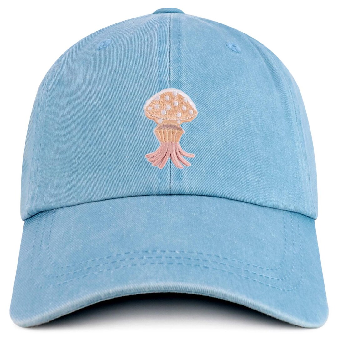 Stitchfy Jellyfish Embroidered Patch Pigment Dyed Baseball Cap (SF ...