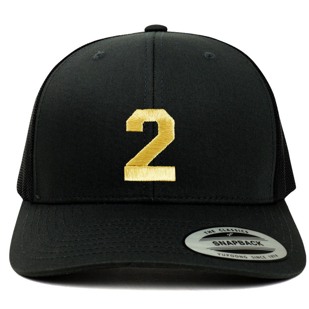 Stitchfy Number 2 Gold Thread Embroidered Retro Trucker Mesh Baseball ...