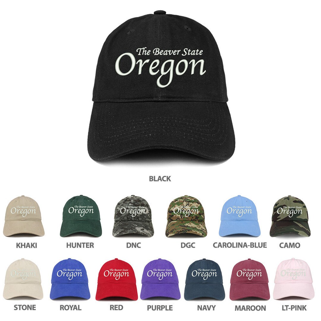 Stitchfy Oregon the Beaver State Embroidered 100% Cotton Adjustable Cap ...