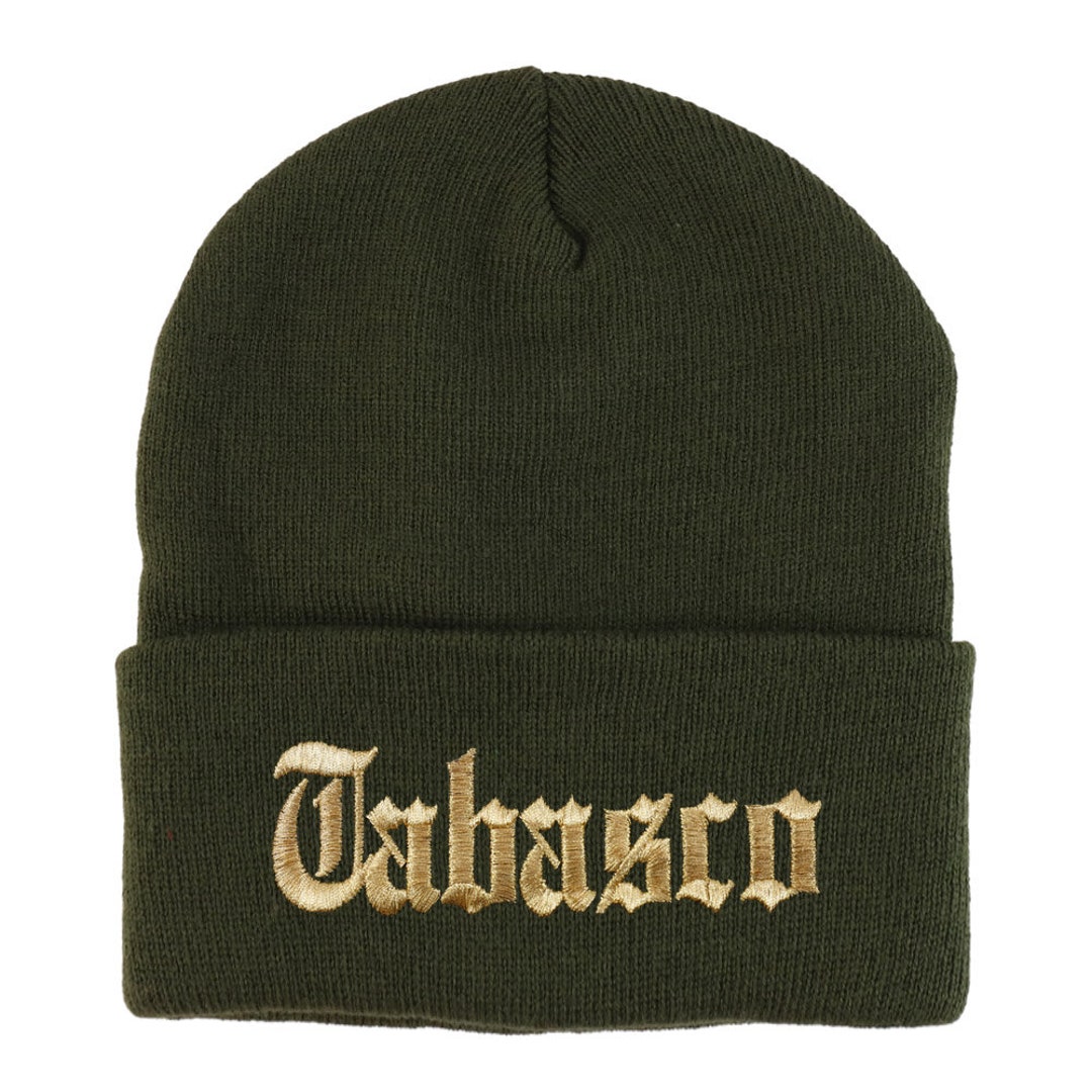Stitchfy Old English Tabasco Gold Embroidered Acrylic Knit Beanie Cap ...