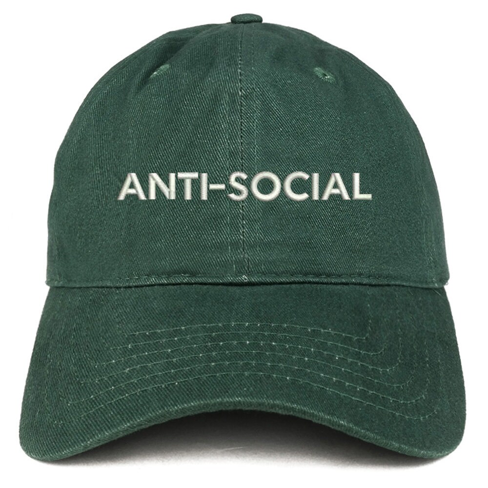 Stitchfy Anti Social Embroidered Brushed Cotton Dad Hat Cap | Etsy