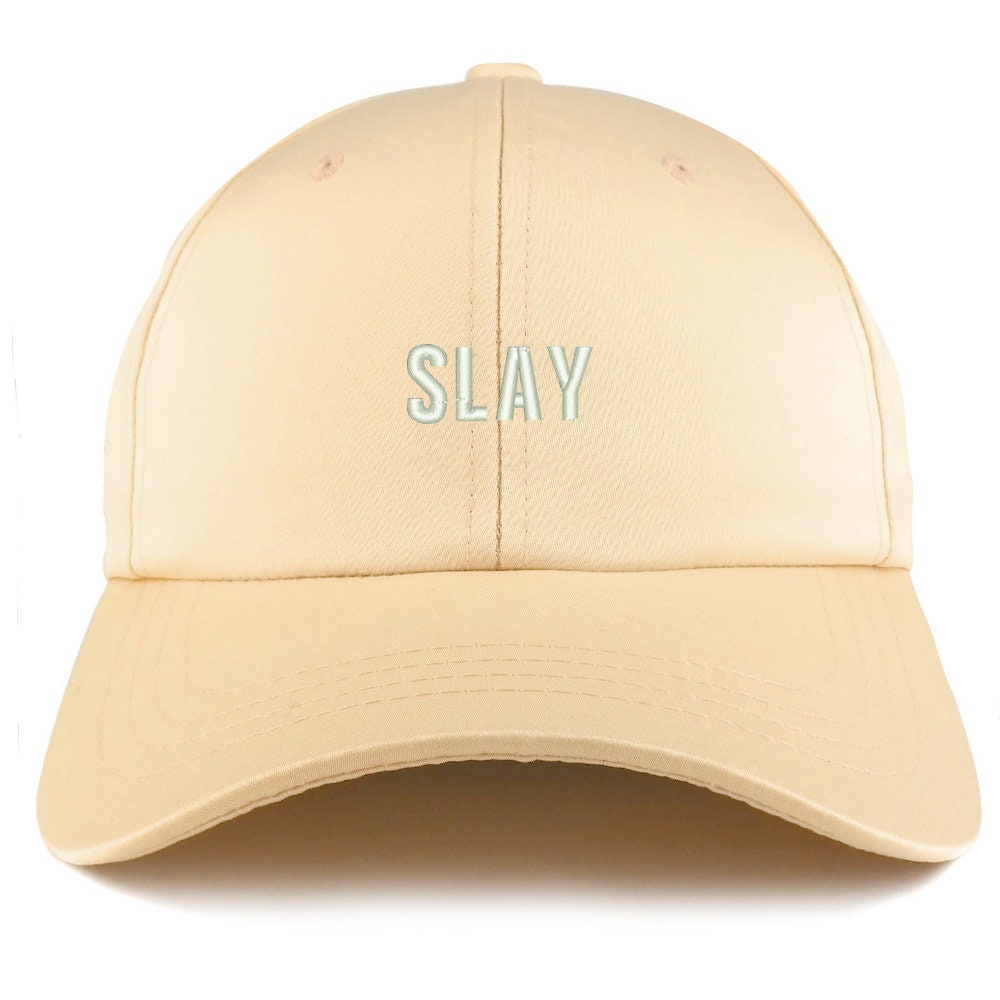 Stitchfy Slay Embroidered Structured Satin Adjustable Cap | Etsy