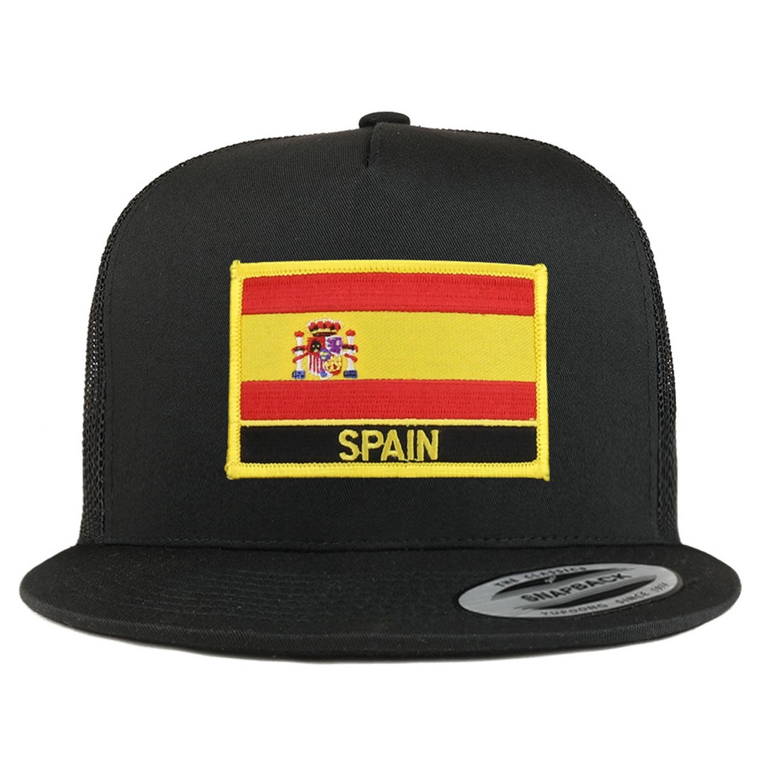 Stitchfy Spain Flag 5 Panel Flatbill Trucker Mesh Cap - Etsy