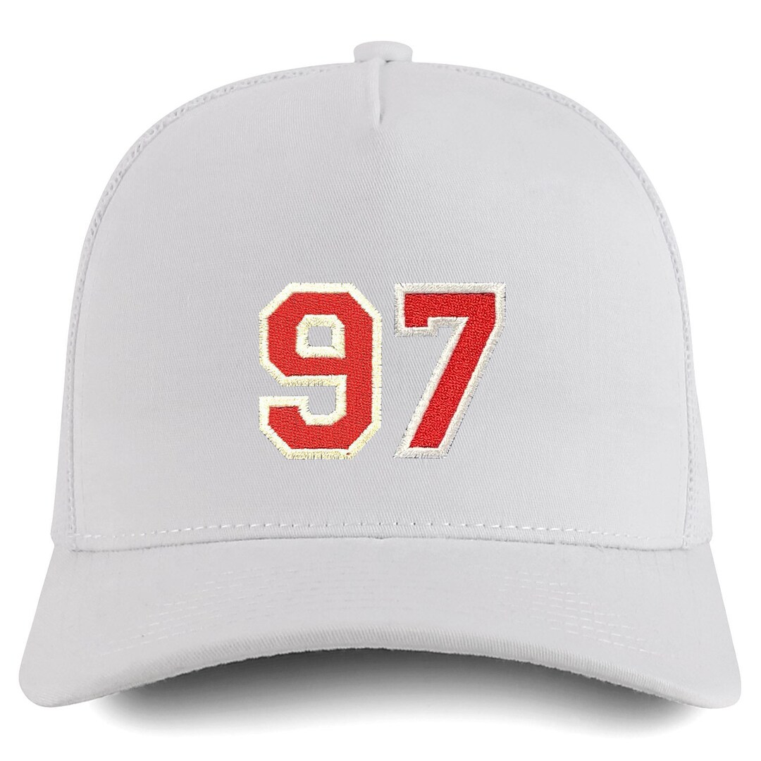 Stitchfy Number 97 Varsity Font Embroidered 5 Panel Structured Snapback ...
