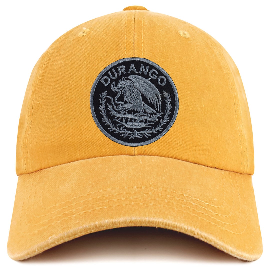 Stitchfy Durango Mexico Charcoal Embroidered Patch Pigment Dyed Washed Baseball Cap (SF-MXPATCH ...