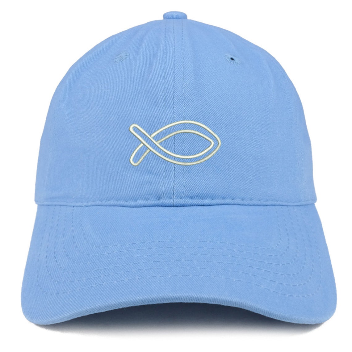 Stitchfy Christian Fish Outline Embroidered Brushed Cotton Dad Hat Ball ...
