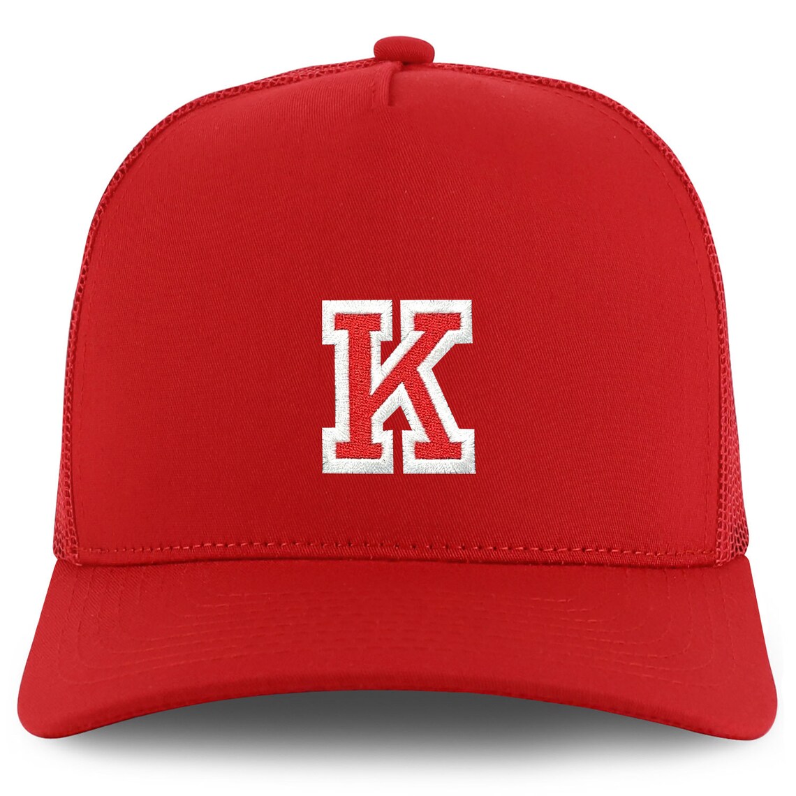 Stitchfy Letter K Varsity Font 5 Panel Structured Trucker Cap (SF ...