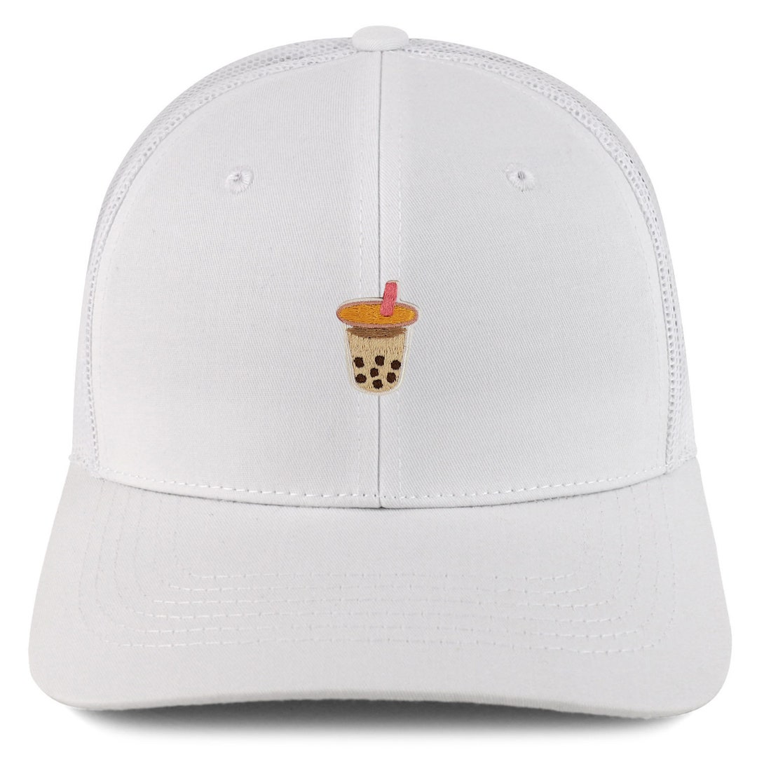 Stitchfy Bubble Tea Embroidered Patch Structured 6 Panel Mesh Back Trucker Cap (SF- AP0199-NIS ...