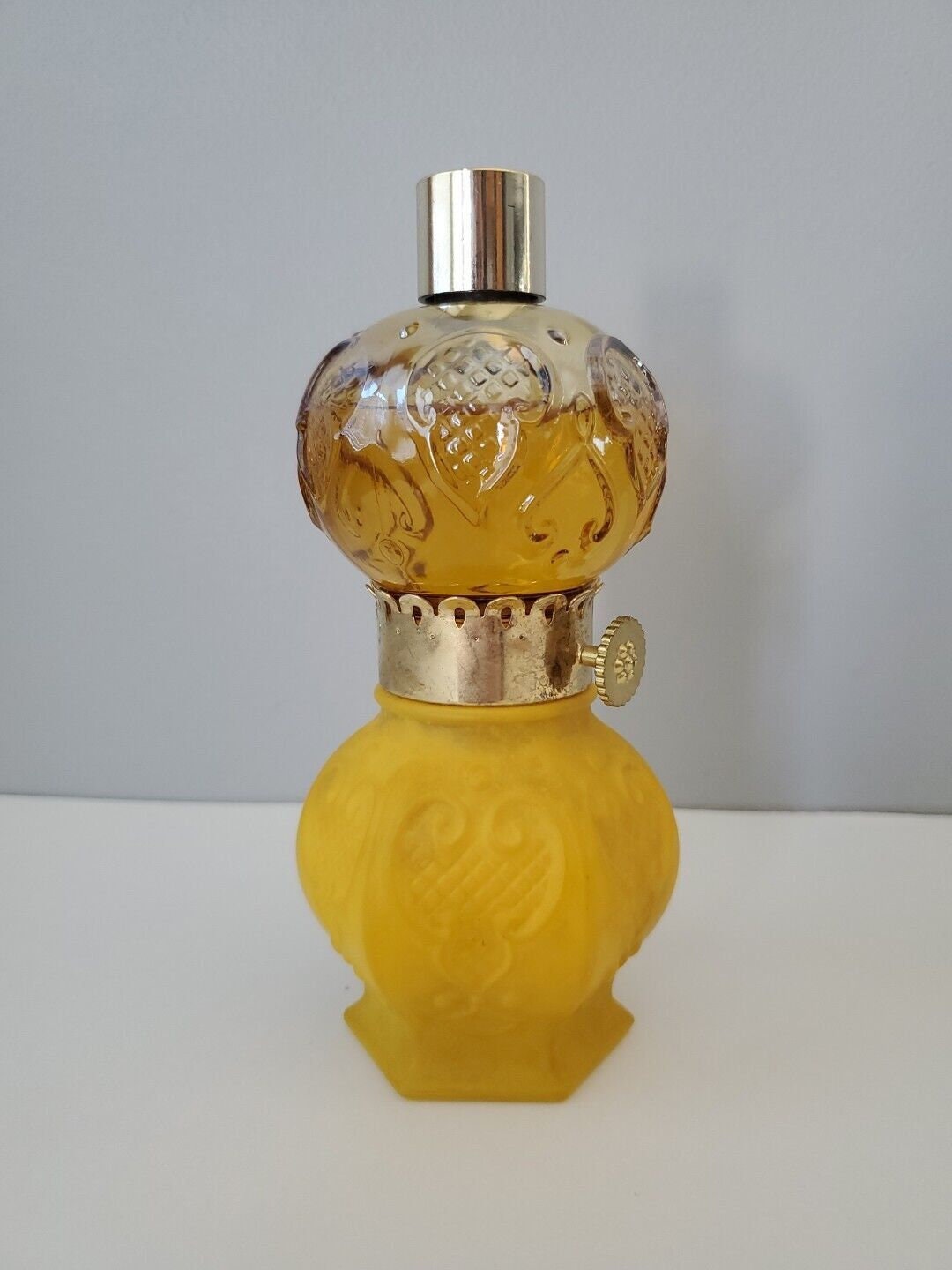 Avon Vintage Yellow Carnival Glass Lantern Moonwind Perfume Talc and ...