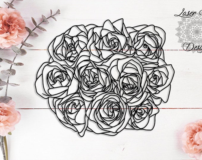 Bouquet of Roses Laser Paper Cut Vinyl File Design to Download SVG, Dxf ...