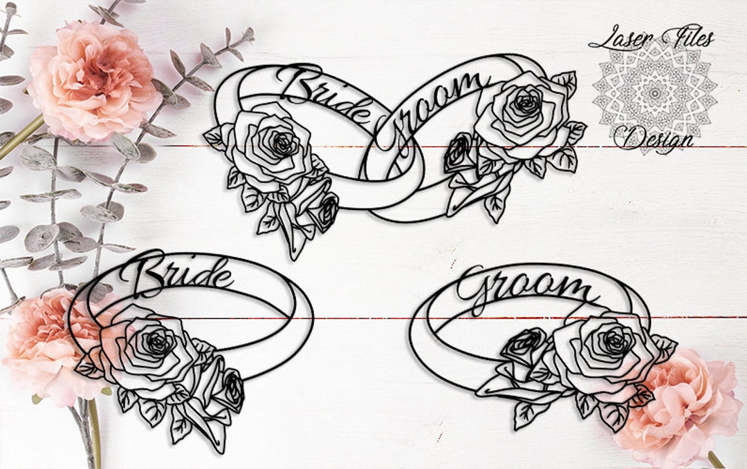 Groom and Bride Lasercut File Download Svg Dxf Wedding Stencil Papercut ...