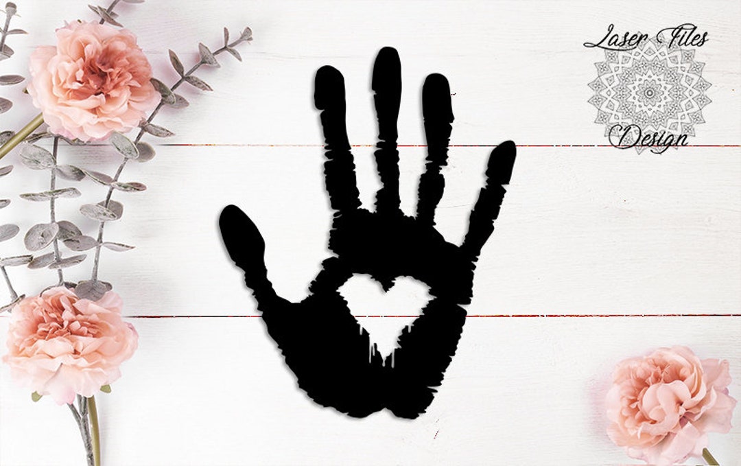 Laser Cut File to Download Hand With Heart. Cameo Silhouette. Instant ...