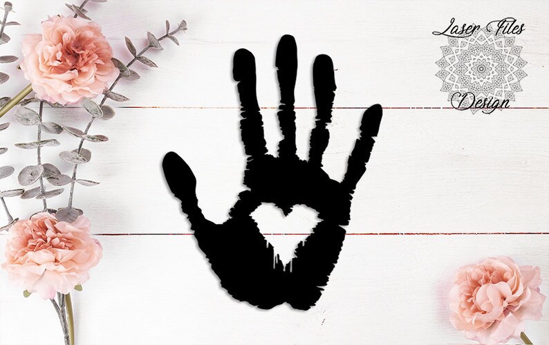 Laser Cut File to Download Hand With Heart. Cameo Silhouette. Instant ...