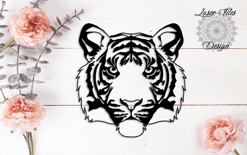 Tiger Face, Head From the Front. Animal Laser Paper Cut Vinyl File ...