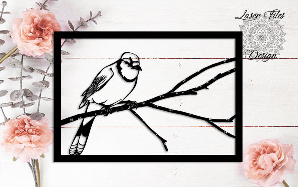 Laser Cut File to Download Bird on a Tree. Wall Picture. Paper - Etsy
