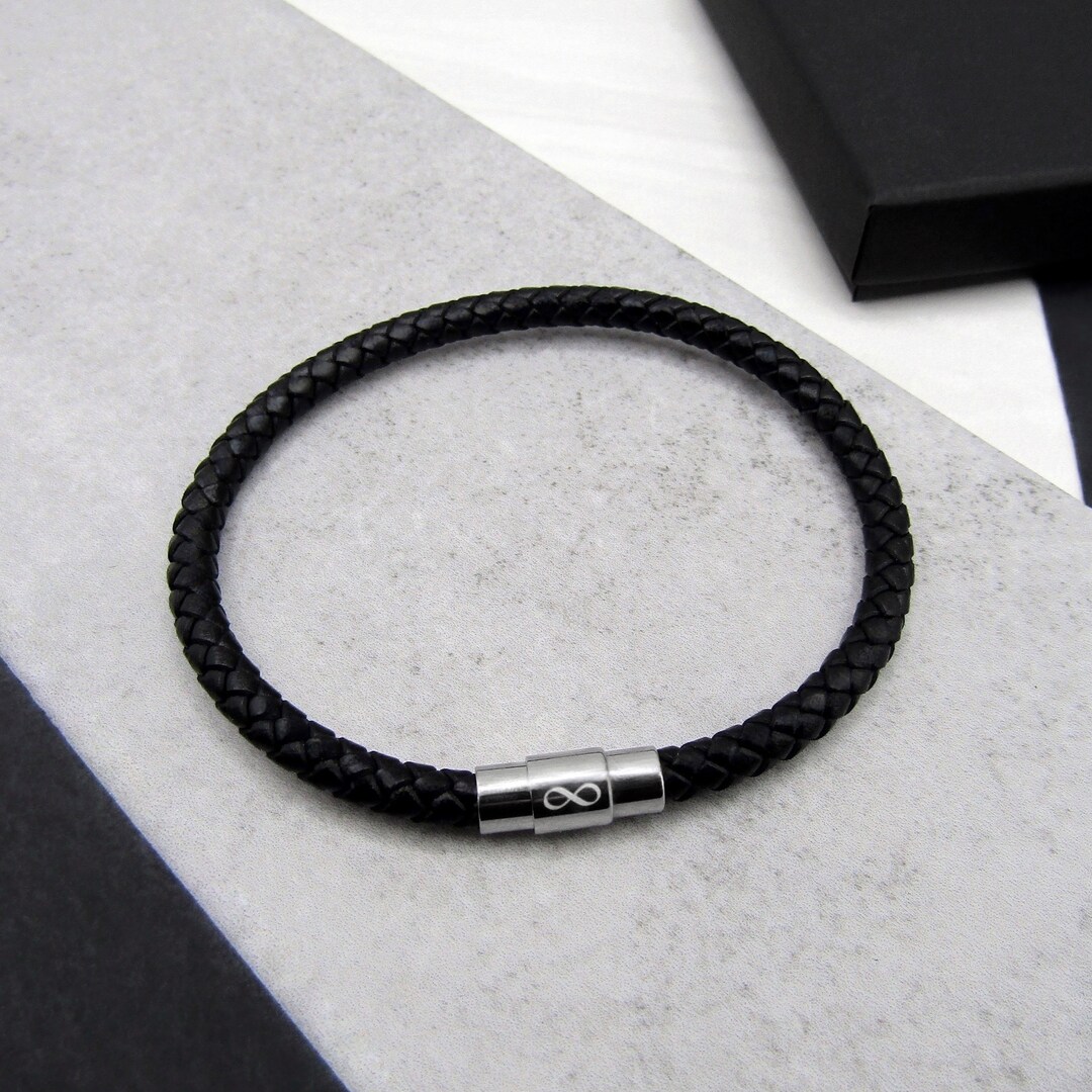 Men's Slim Leather Infinity Bracelet Gifts for Him Infinity Jewellery ...