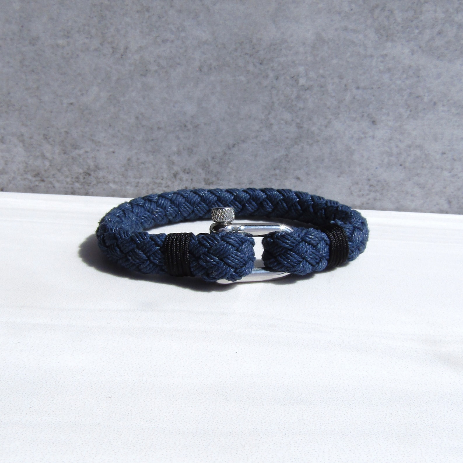 Men's Thick Navy Nautical Rope Bracelet With Bolt Clasp | Etsy