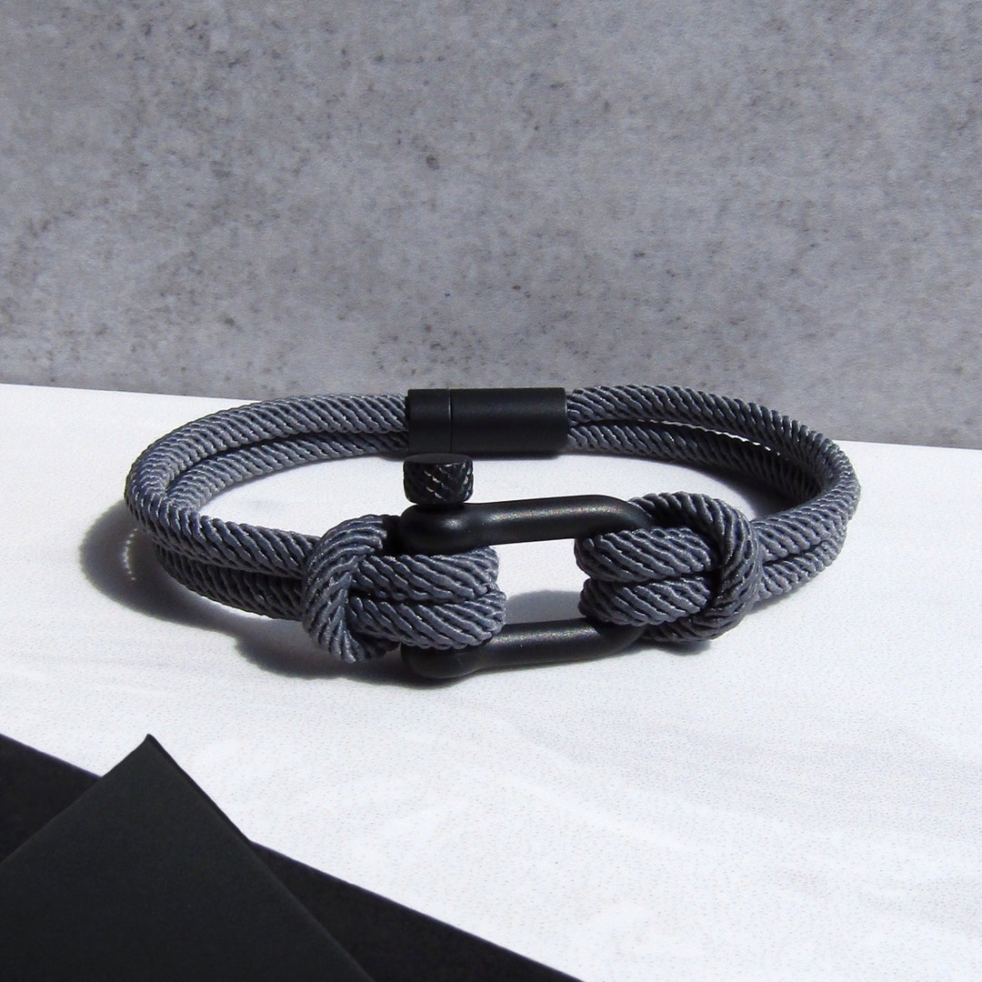 Personalised Men's Nautical Double Strand Rope Bracelet With Bolt Clasp ...