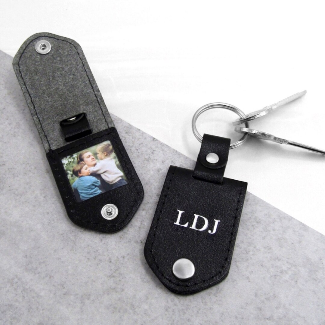 Handmade Personalised Leather Photo Keyring Case Gifts for Him Gifts ...