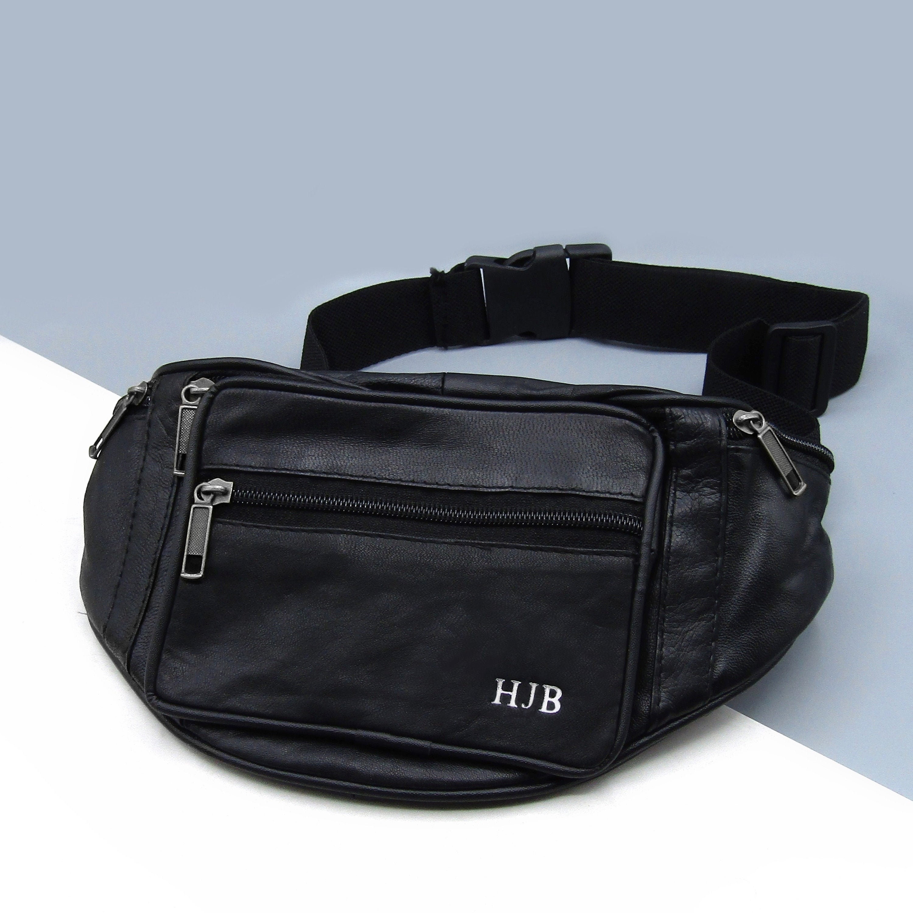 Personalised Black Leather RFID Bum Bag / Fanny Pack Hip Bag - Etsy ...