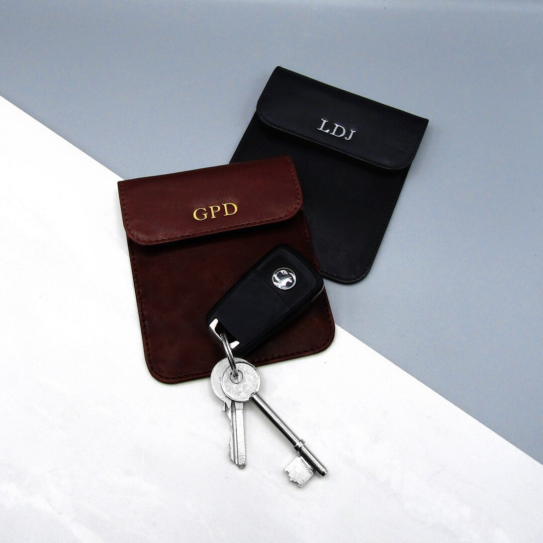Personalised Leather RFID Safe Car Key Fob Pouch Anniversary - Etsy