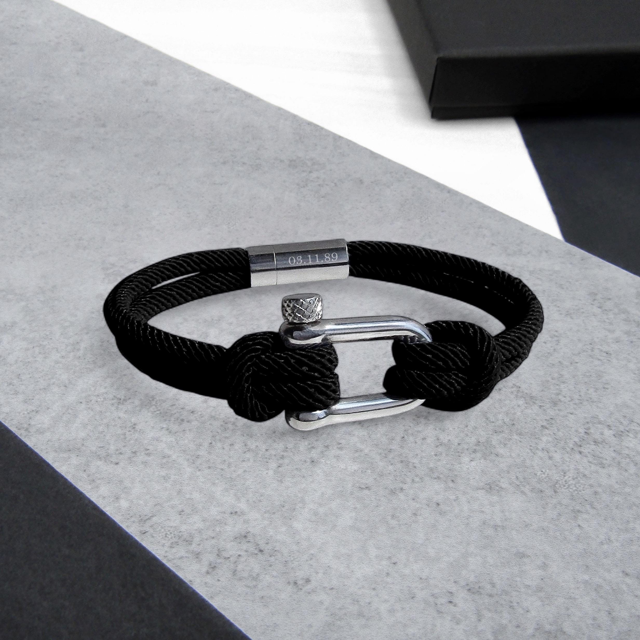 Personalised Men's Nautical Double Strand Rope Bracelet With Bolt Clasp ...
