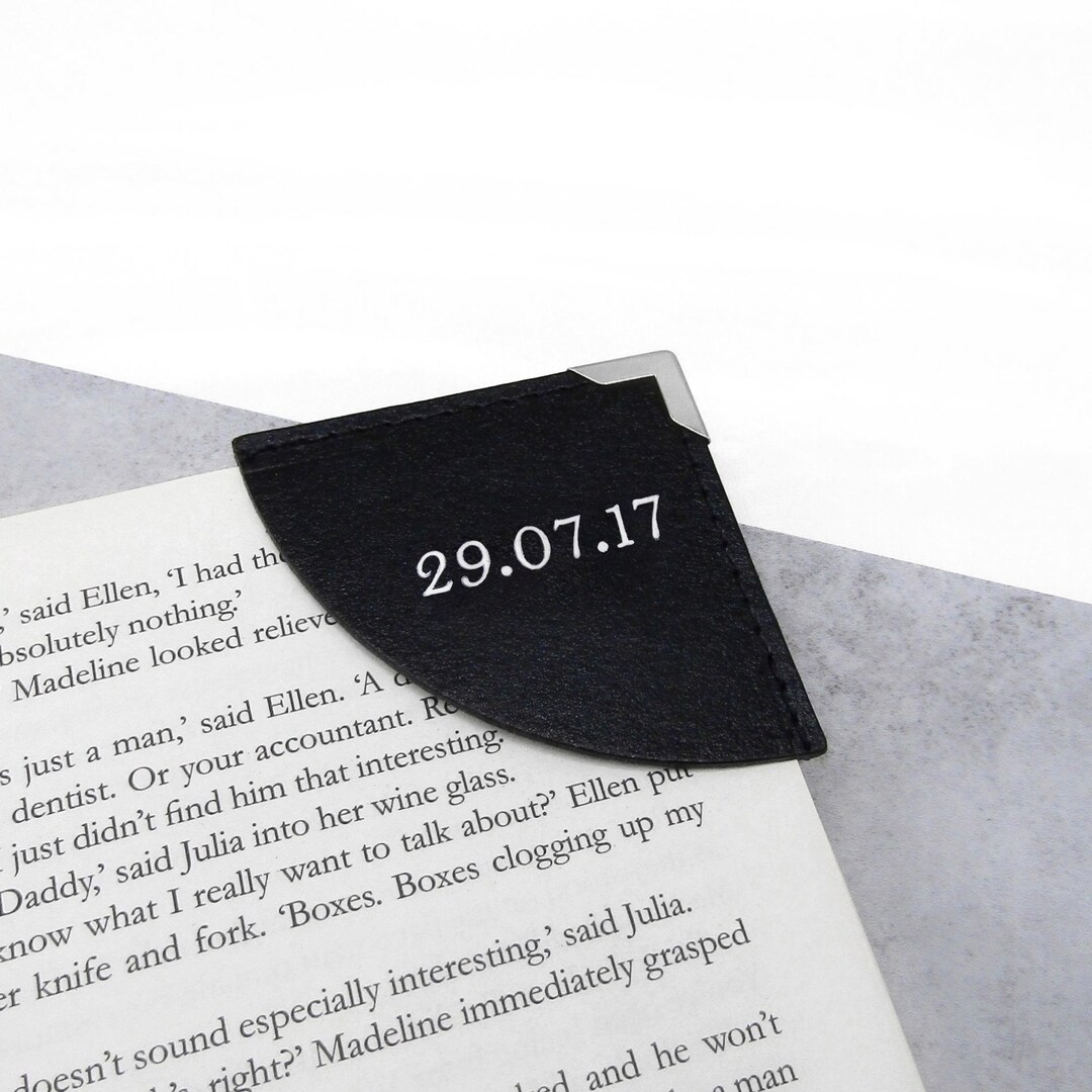 Handmade Personalised Special Date Leather Curved Corner Bookmark ...