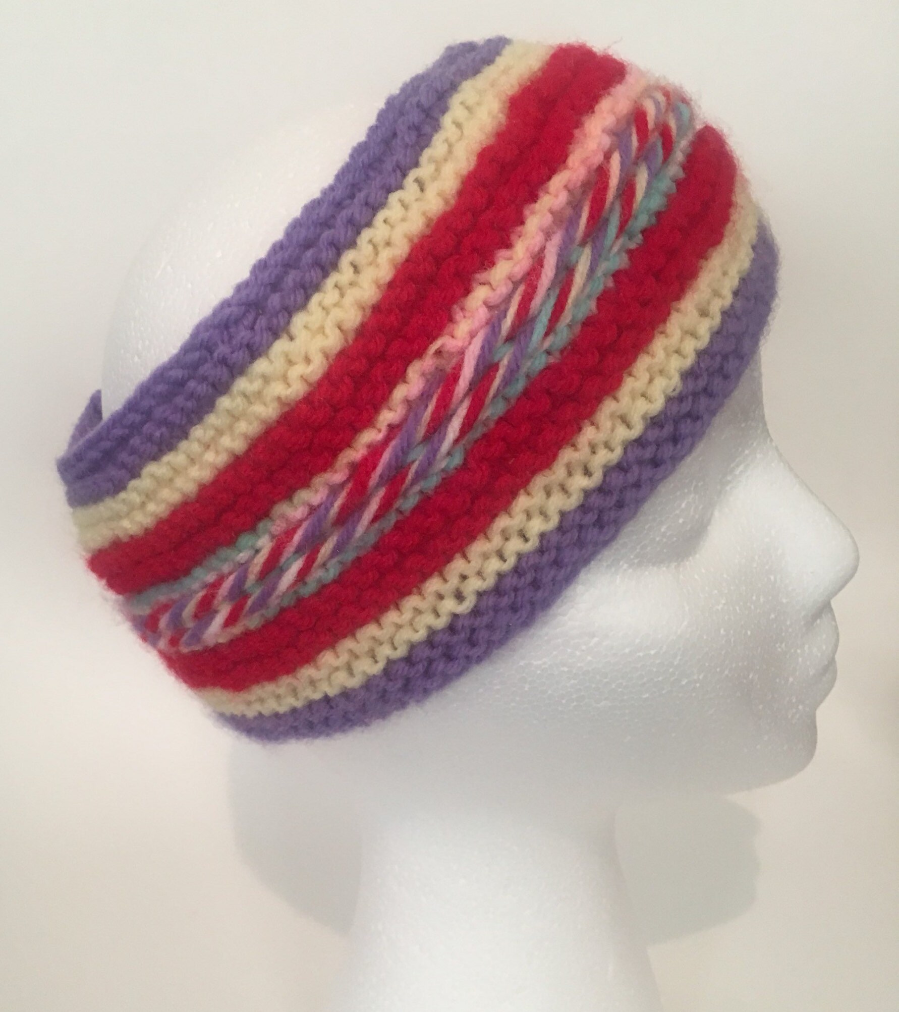 Handknitted Multi Colored Headbands. Trendy Ear Warmers/bandana. Red ...