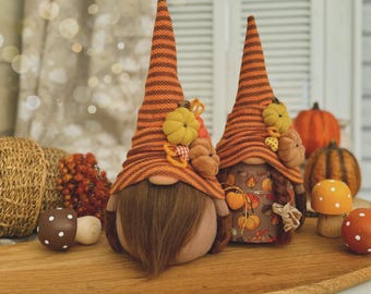 Autumn Gnome Couple. Autumnal Gonk. Fall Knome. Scandinavian Gnomes ...