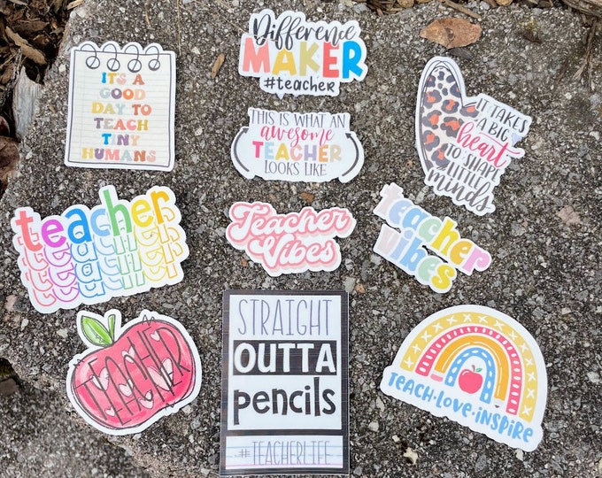 Teacher Sticker Pack, Teacher Gift, Pack of Stickers, Colorful Laptop ...