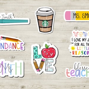 Teacher Sticker Pack, 9 Stickers, Sticker Teacher Gift, Colorful Laptop ...