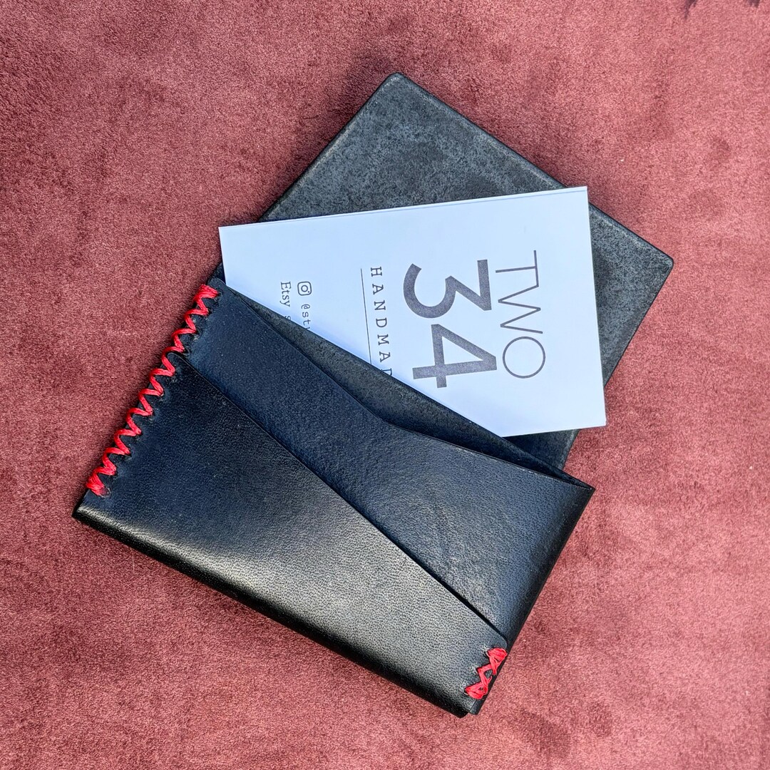 W423. Black and Red Mini Minimalist Flap Wallet/mini Purse/tuck-in Card ...