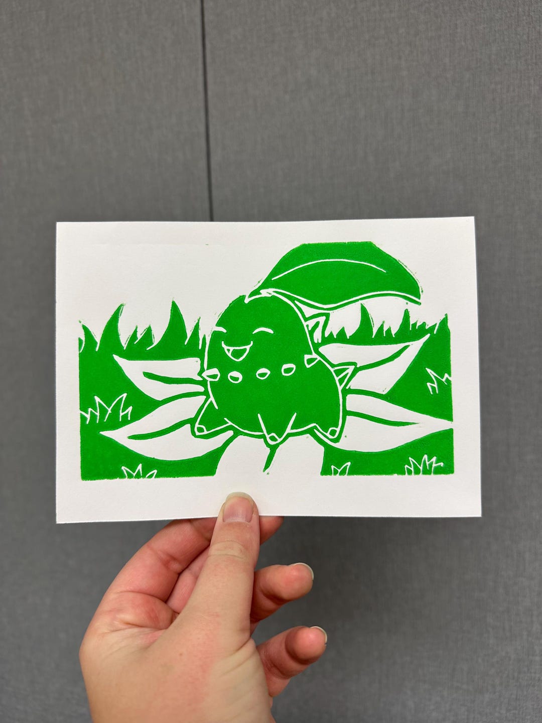 Chikorita | Pokémon, Hand Carved, 5x7 Linocut Relief Print in Green - Etsy