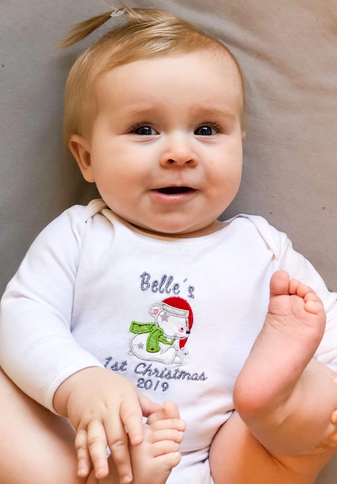 Personalised First Christmas Baby Grow, Embroidered Vest - Etsy UK