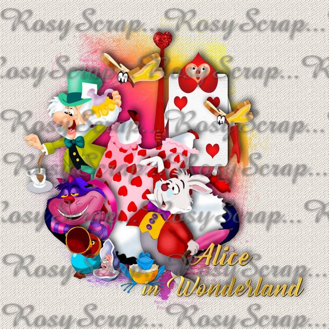 ALICE in Wonderland , 22 Png Files 300 Dpi. For - Etsy