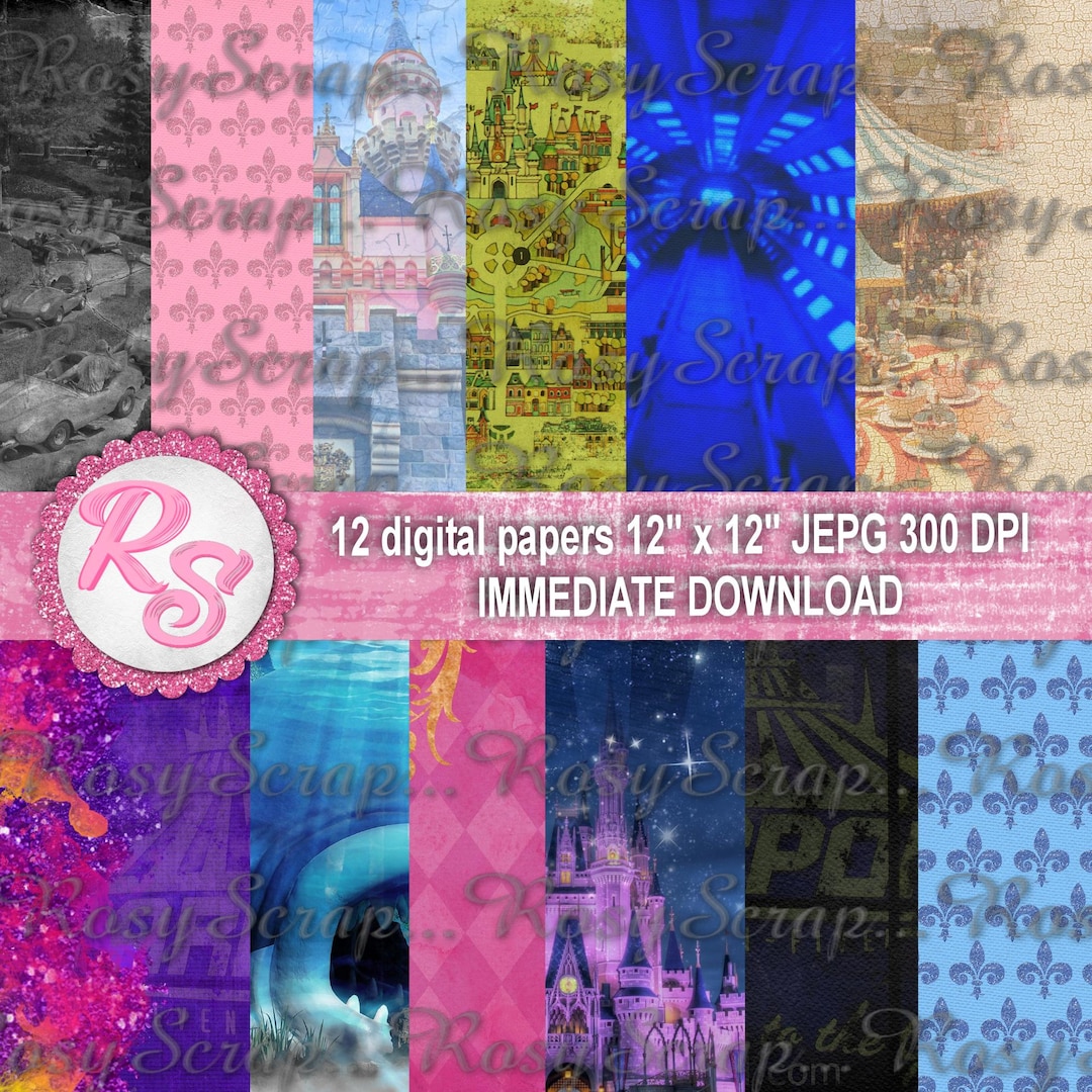 PAPERS Disneyland PART 1 12 Disneyland Papers 30 X 30 Cm 300 - Etsy