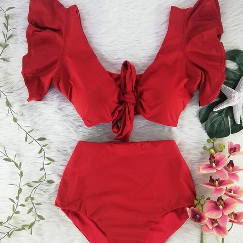 Women Swimsuit Set High Waist Swimsuit Floral Trendy - Etsy