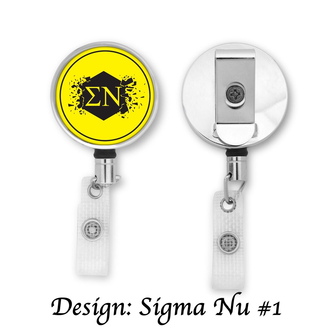 Sigma Nu Retractable ID Badge Reel Holder - Etsy