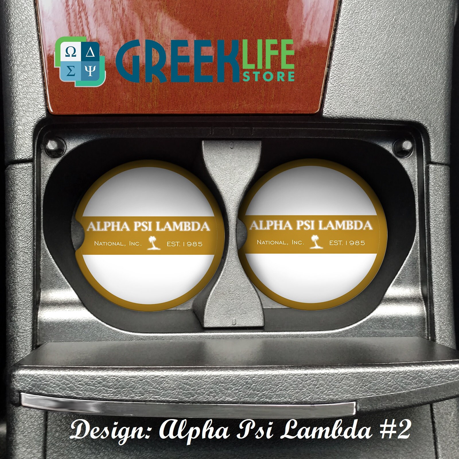Alpha Psi Lambda Car Cup Holder Coasters Sandstone set of 2 | Etsy