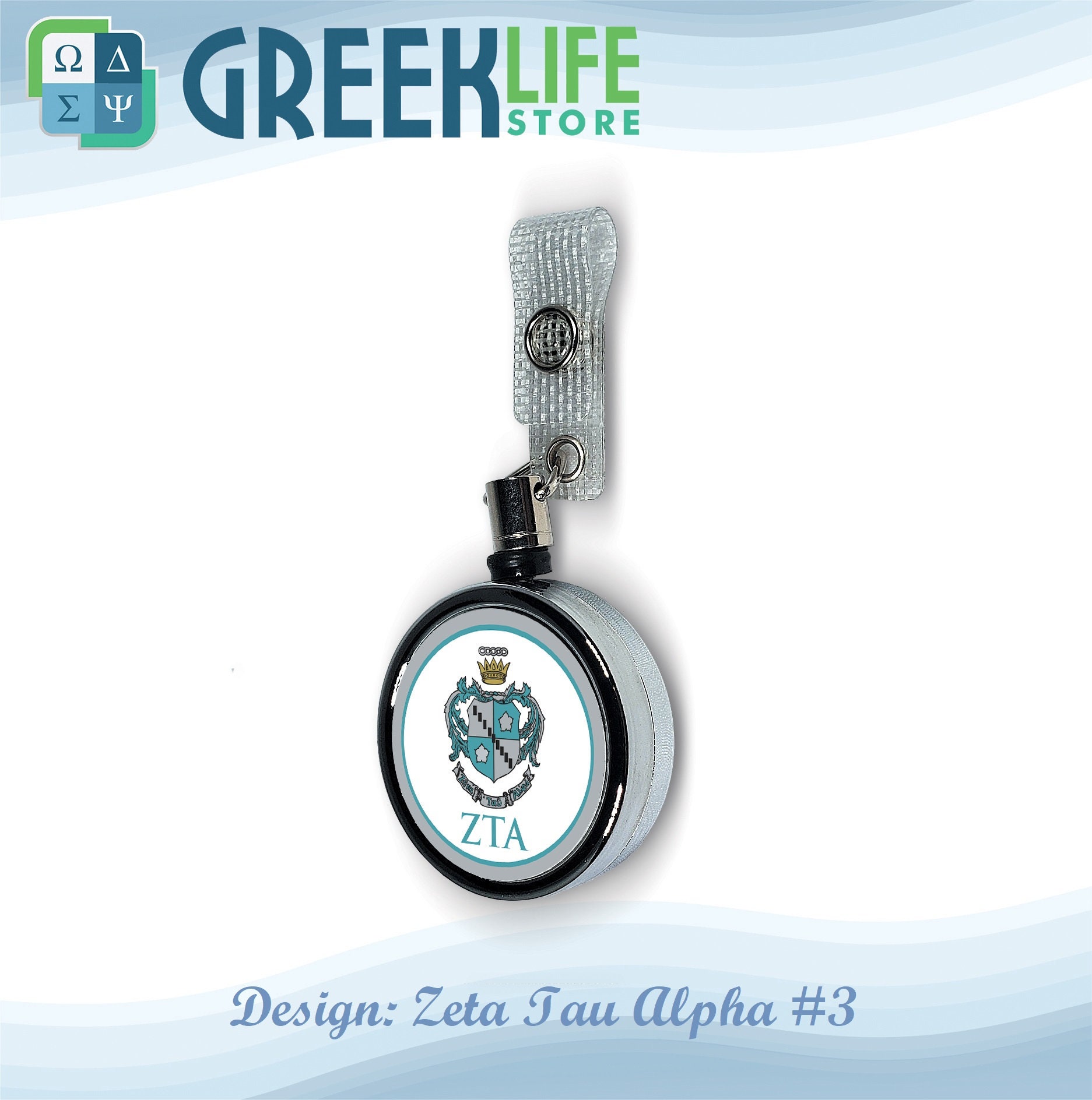 Zeta Tau Alpha Retractable ID Badge Reel Holder - Etsy