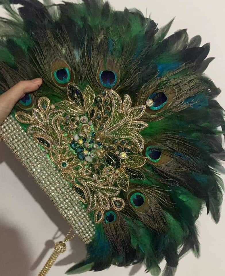 Peacock Feather Fan Bridal Fan Wedding Hand Fan Festival Feather Fan ...